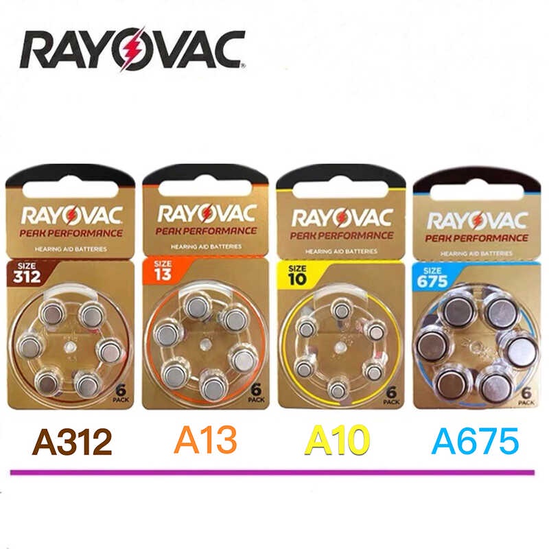 RAYOVAC PEAK A312 10 A13 675 Hearing Aid Battery 60PCS / 10 Cards 1.45V ...
