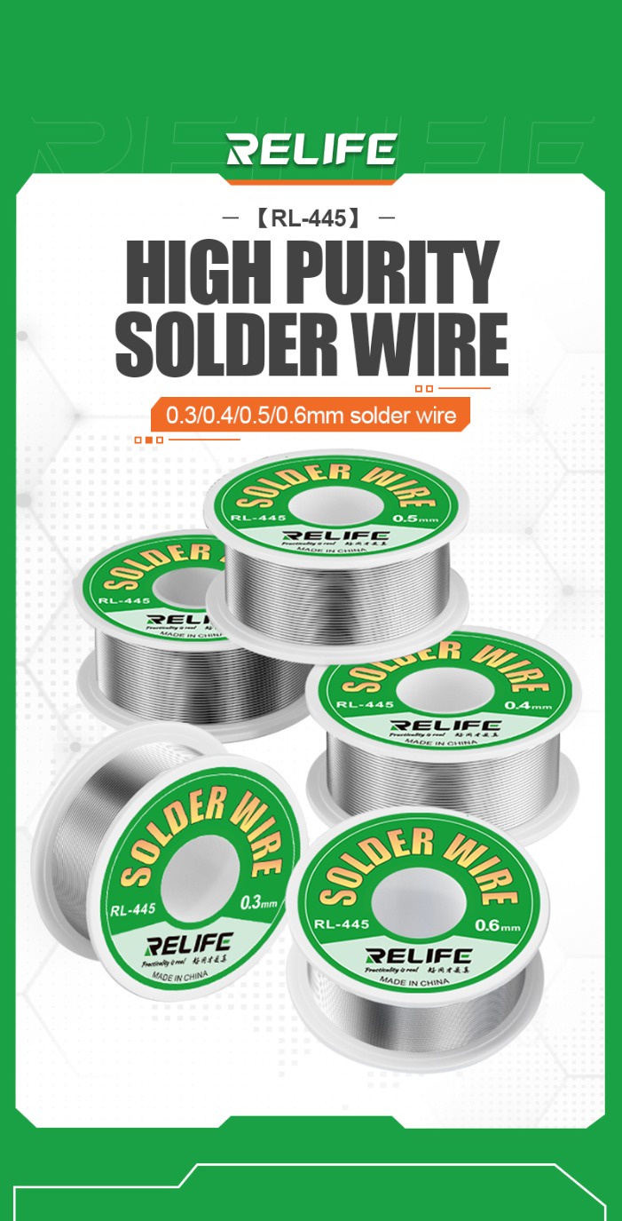 RELIFE RL-445 0.3/0.4/0.5/0.6mm High Purity Solder Wire Rosin Core Tin Wire Various Electronic ...