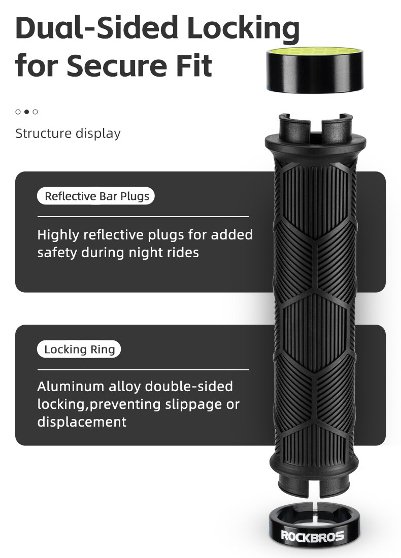 ROCKBROS Reflective Bicycle Handle Grip Shockproof Comfortable Mountain ...