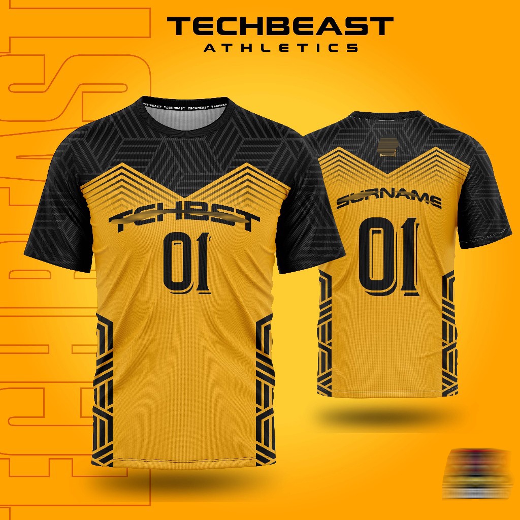 Elite Yellow T-shirt Full Sublimation Jersey Techbeast ( CUSTOM NAME + NUMBER ) | Shopee Philippines