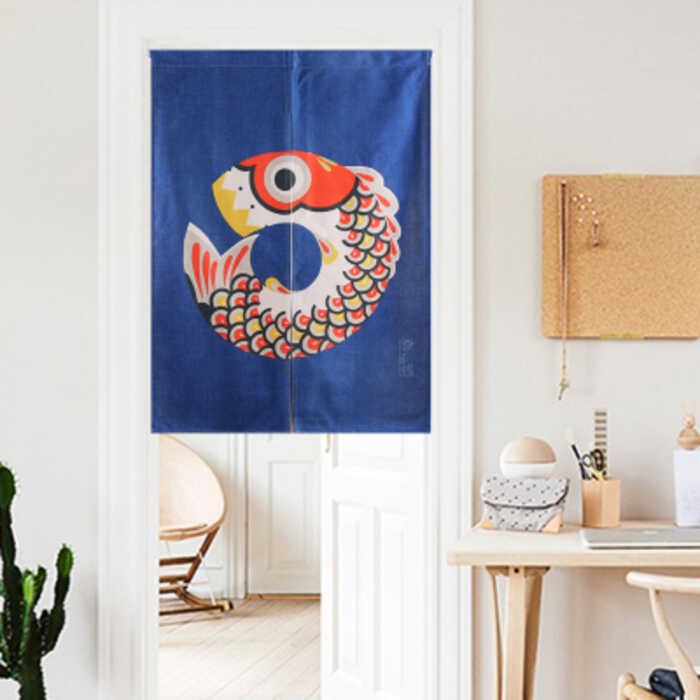 Asul na pinto ng tela sa estilo ng Hapon kurtina linya ng katuwa ...