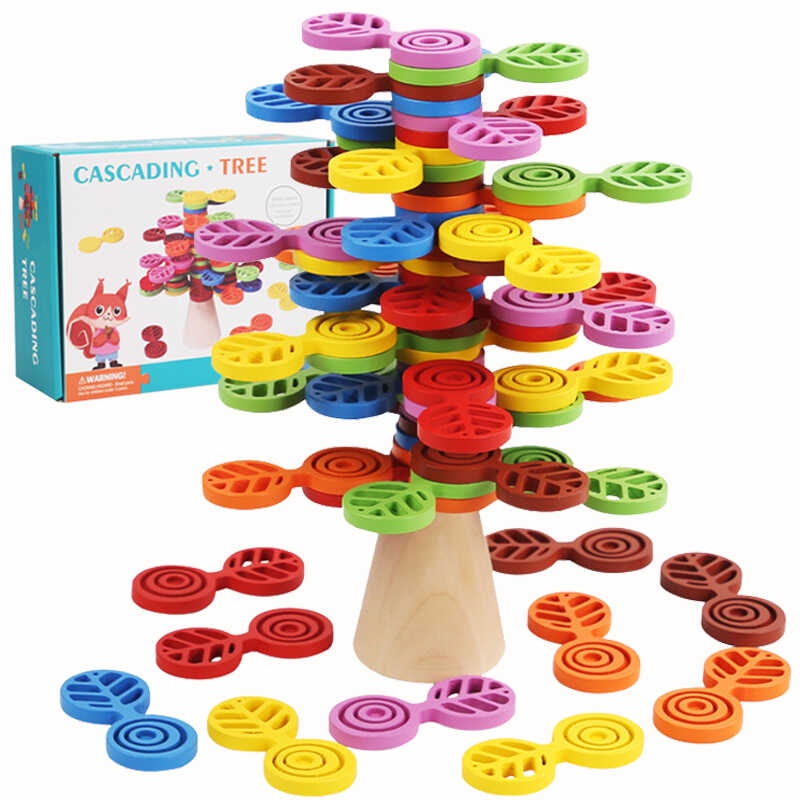 Wooden Stacking Rainbow Trees Montessori Toys Children Color Balance ...