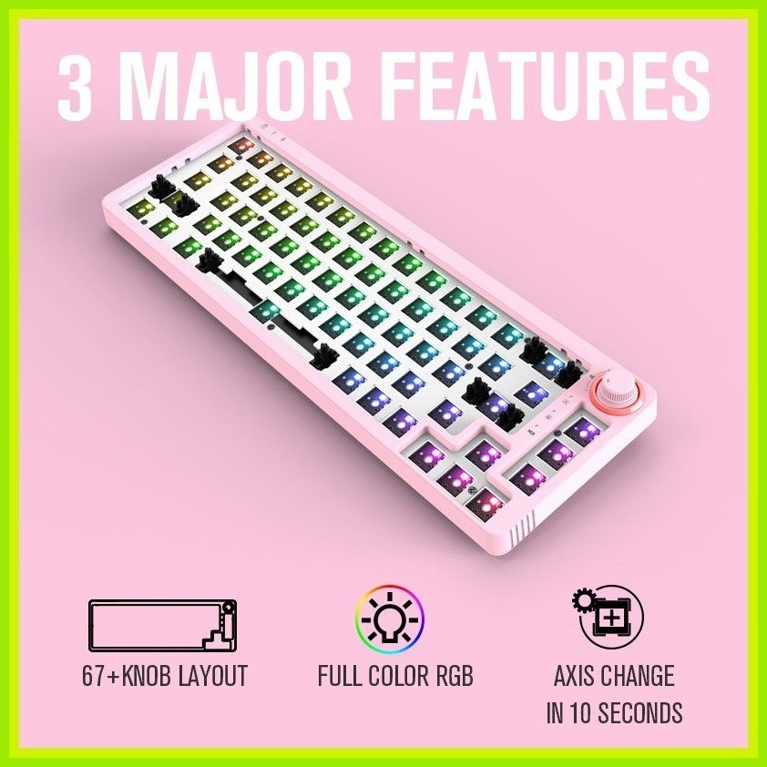 ๑ TOM680 TM680 Mechanical Keyboard Kit DIY Hot-swappable 3 Modes RGB ...