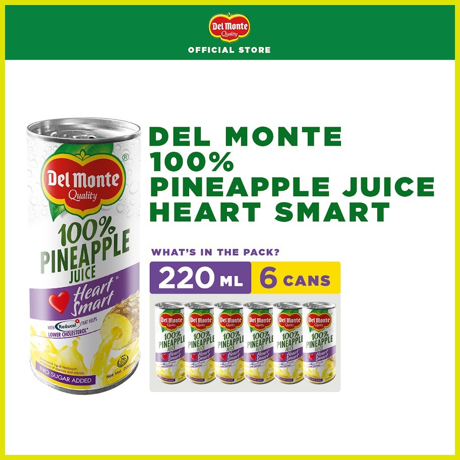 DEL MONTE 100% Pineapple Juice Drink Heart Smart with Reducol for Lower ...