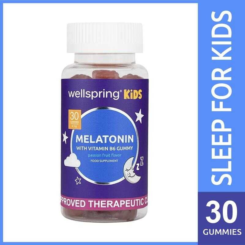 Wellspring Melatonin Kids Gummies 1 MG 30S, Gentle Sleep Aid Supplement ...
