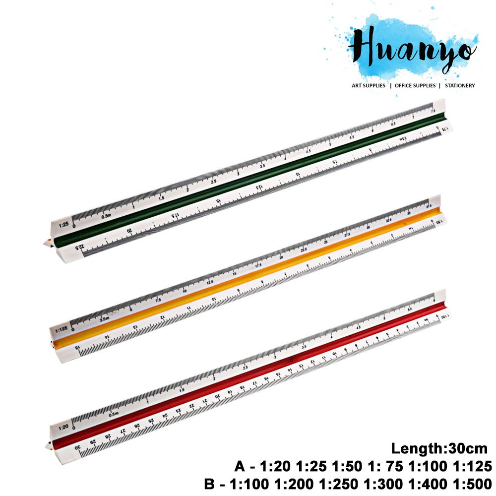 High Precision Technical Drawing Triangular Scale Ruler 30cm(A - 1:20 1 ...