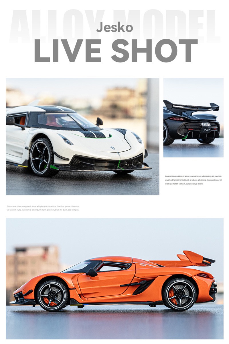 1:24 Scale Koenigsegg Jesko Diecast Alloy Car Model,Lights Up,Sounds ...