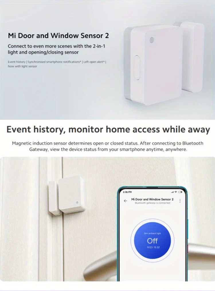 XIAOMI Mi Door And Window Sensor 2 With The 2-in-1 Light And Opening ...