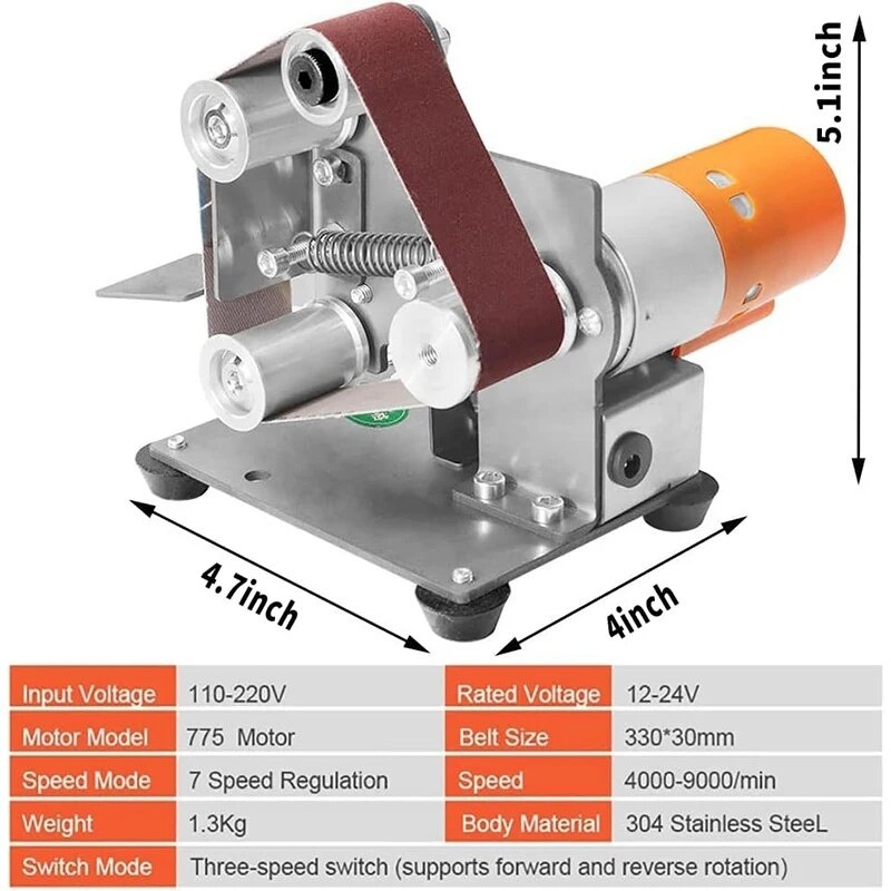 Electric Belt Sander Metal Polishing-Grinding Adjustable DIY Power ...