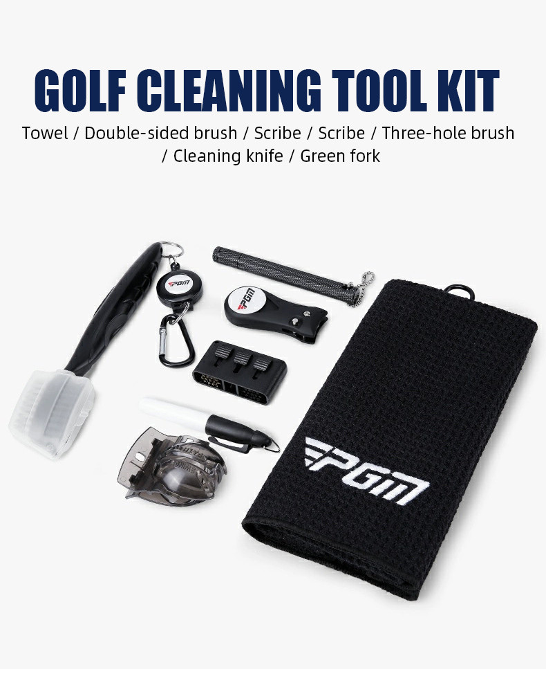 PGM Golf Accessories Set Towel Scriber Scriber Pen Green Fork Double Sided Brush Three Hole ...