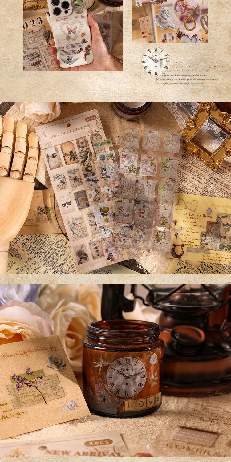 Journamm 3pcs/pack Vintage Stickers Collage Scrapbooking Materials DIY ...