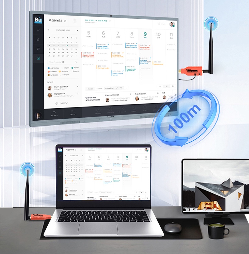 100m Wireless HDMI Extender 1080p 1 2 3 4 Screen Share splitter ...