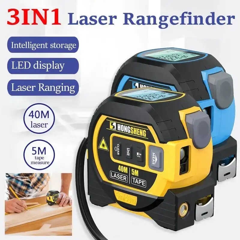 3 In 1 Laser Tape Measure Laser Rangefinder 60M Accurate Digital Laser ...