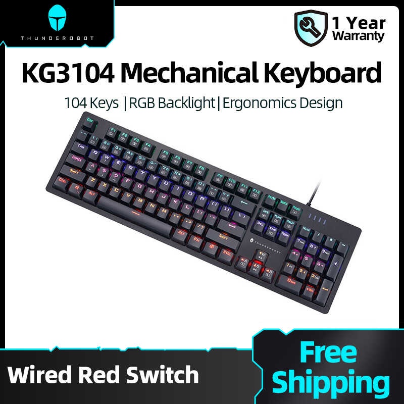 Thunderobot Kg3104 RGB Mechanical Keyboard Wired USB Gaming Keyboard 104 Keys Gamer Blue Switch ...