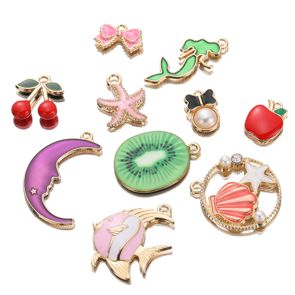 St. kunkka 10Pcs Alloy Oil Drip Pendant Random Mixed Color Fashion ...