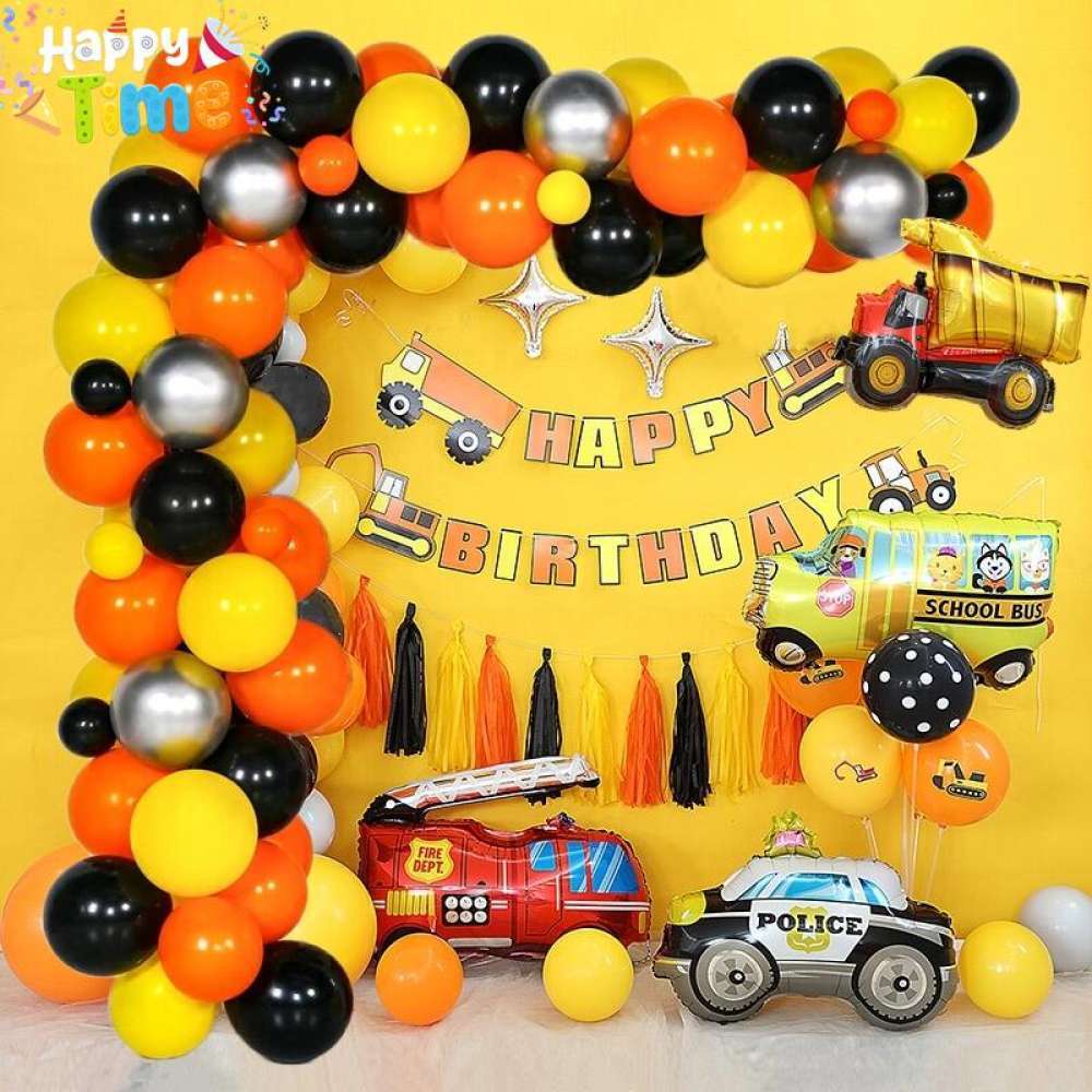 Construction Birthday Party Decor Package Set Engineering Vehicle Theme ...