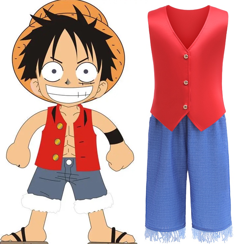 Anime Luffy Costume for Kids One Piece Monkey D Luffy New World Costume ...