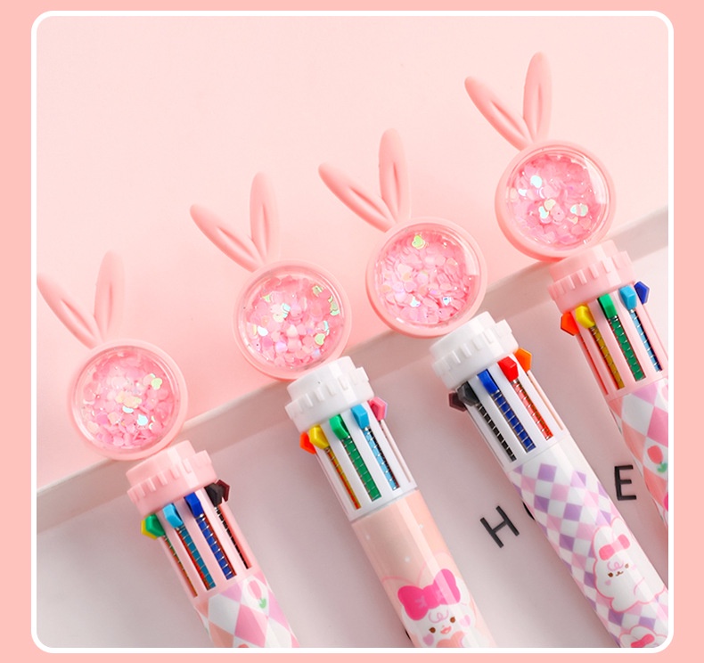 10 color ballpoint pen cute rabbit learning supplies student multi ...