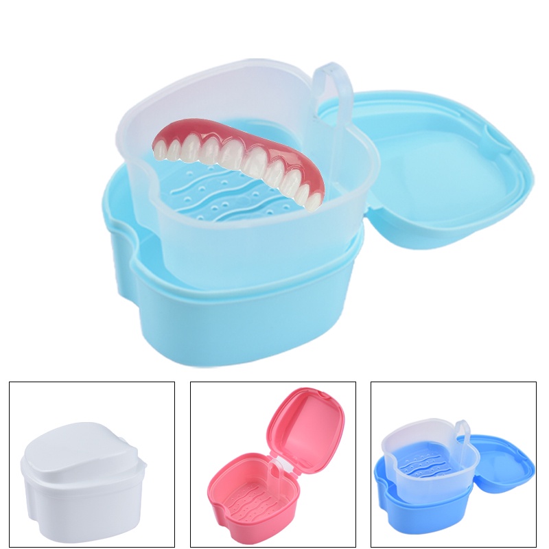 False Tooth Storage Box Denture Box Retainer Storage Box Double Layer ...