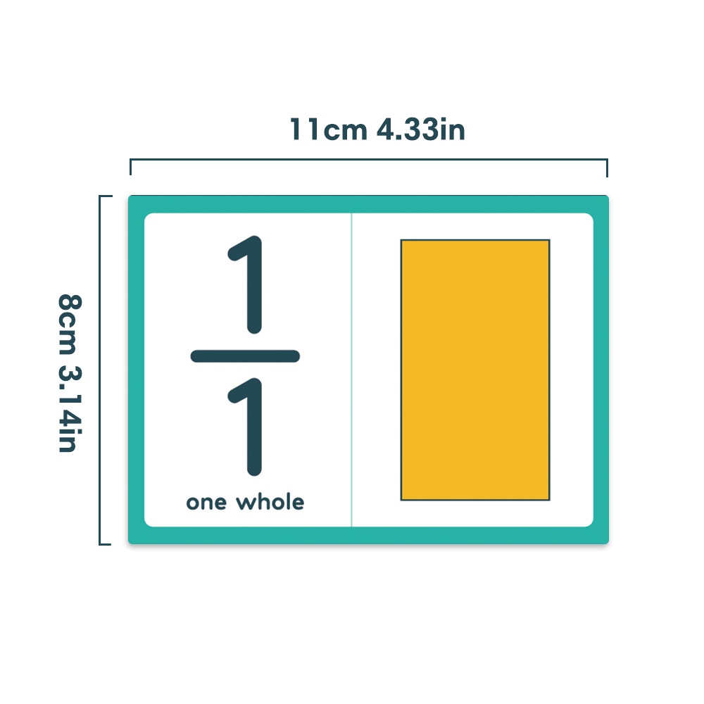 35 Sheets Math Fractions 1-12 Flash Cards,Graphically Illustrated ...