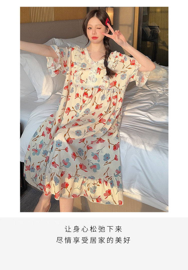 M-6XL Nighties Dress Padded Pajama for Woman Cotton Plus size Pajamas ...