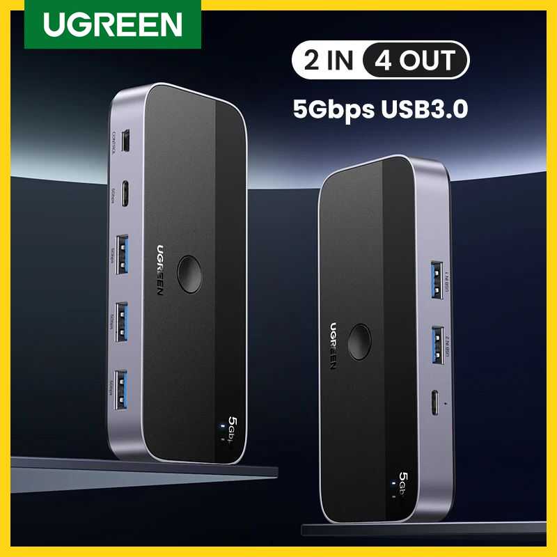 UGREEN USB KVM Switch USB 3. 0 Switch KVM Switch Para Sa PC Keyboard Mouse Printer 2 Pcs ...