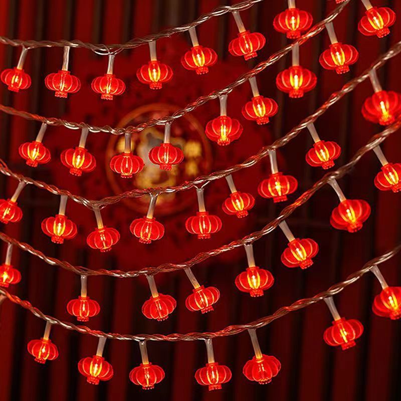 Chinese Spring Festival Red Lanterns String Light Pendant Decoration ...