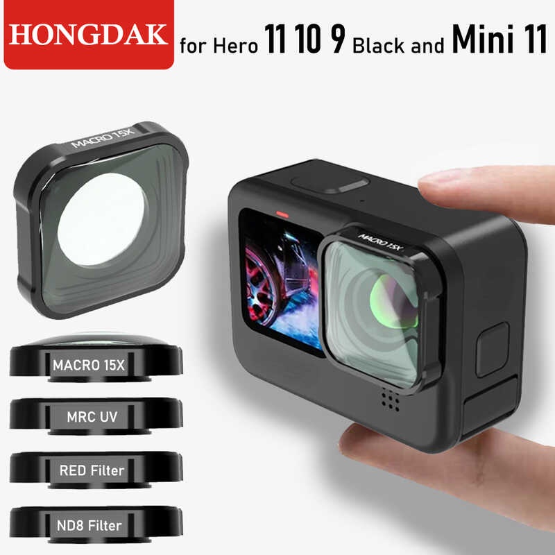 HONGDAK 15X HD Ro Filter For Gopro Hero 11 10 9 Black For Go Pro 11 ...