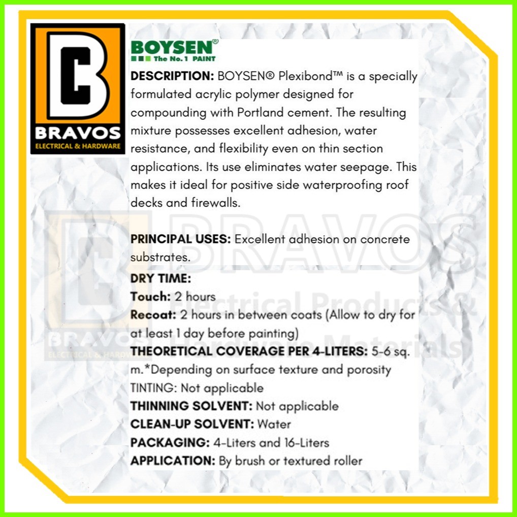 ♒ BOYSEN Plexibond 4 Liters Waterproofing B7760 4L L Flexibond Gallon ...