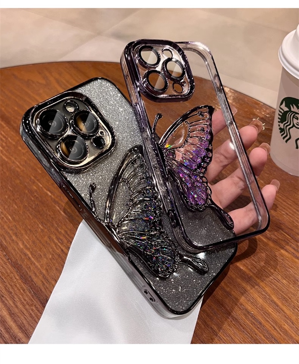 Gradient Glitter Butterfly Phone Case for IPhone 12 13 14 15 Pro Max Soft TPU Case with Camera ...