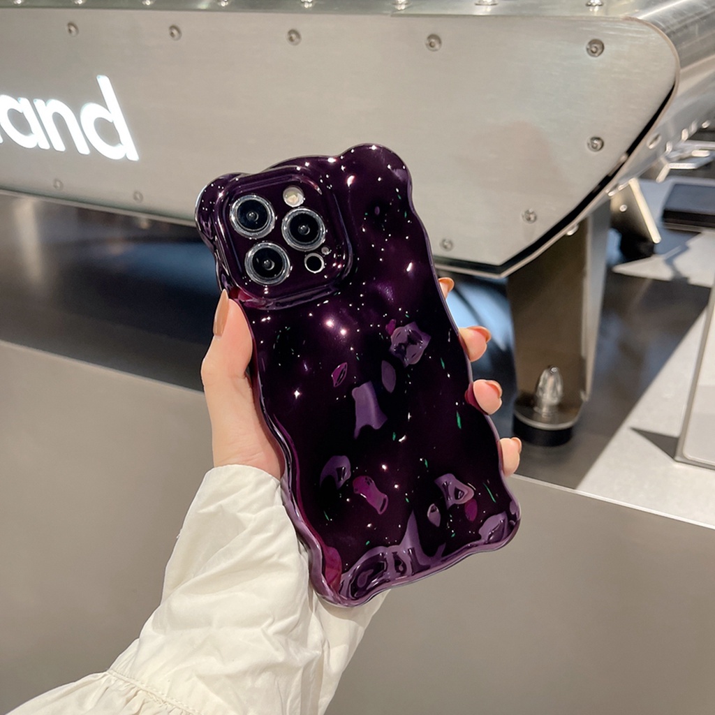 Electroplated Grape Purple ins Style Wave Bubble Phone Case for iPhone ...