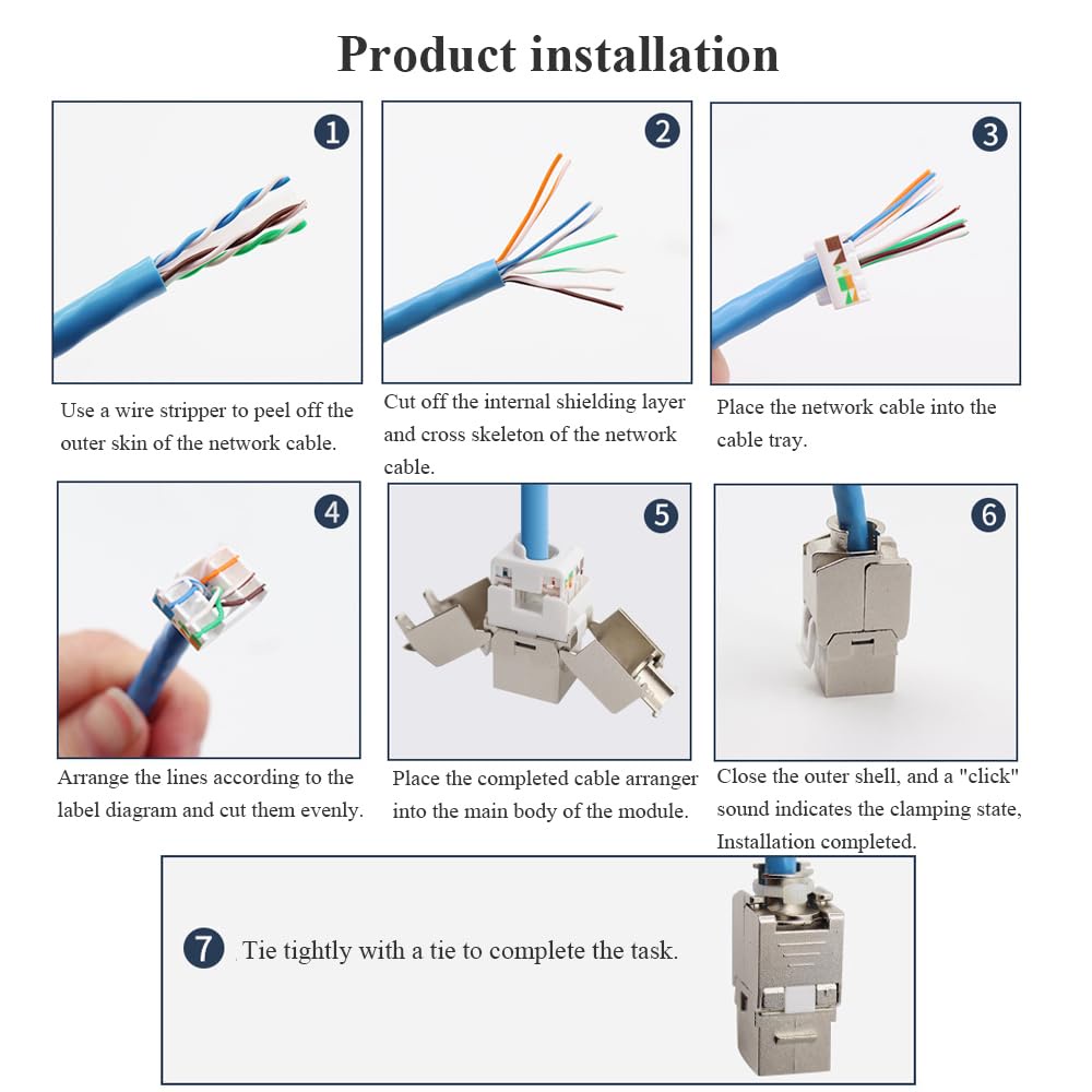 ZoeRax 1PCS Cat6a Cat7 Keystone Jack Cat7 RJ45 STP Tool-Less Type Zinc ...