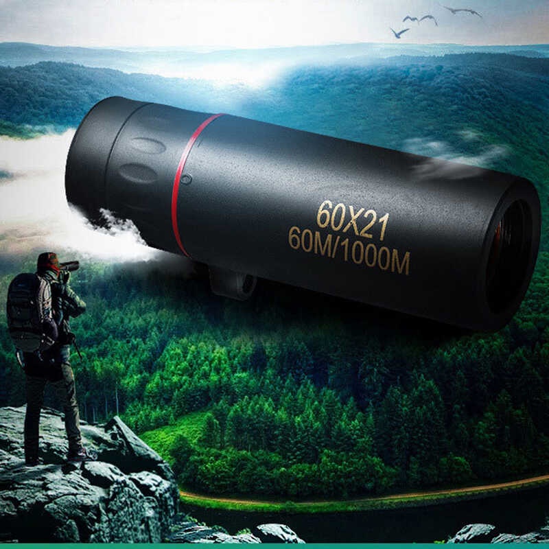 60x21 BAK4 Zoom Monocular Binoculars with Wrist Strap Portable Pocket ...