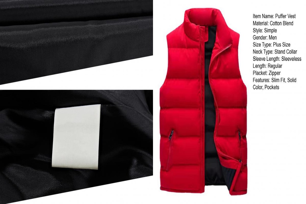 [VOU] Solid Color Vest Coat Male Warm Winter Vest Men's Winter ...