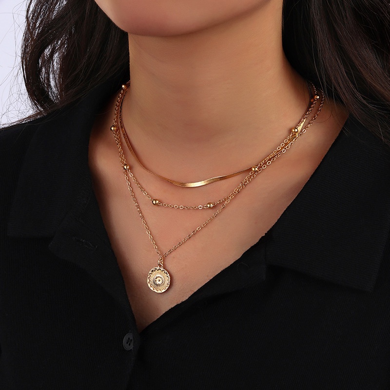 European American Multi-Layer Pendant Necklace Female Fashion Unique ...