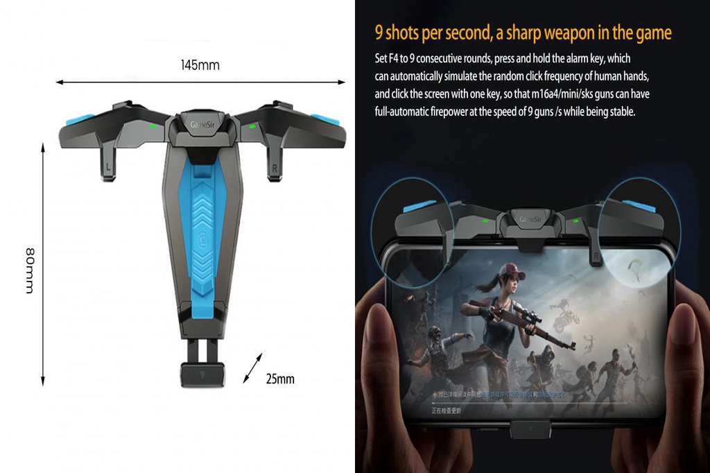 SGES 1 Set Mobile Game Handle Gamepad Joystick Triggers Button Foldable ...