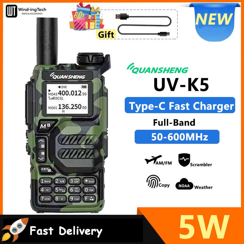Quansheng UV-K5 Walkie Talkie 50-600MHz FM Radio UHF VHF NOAA Scrambler /DTMF Wireless Frequency ...