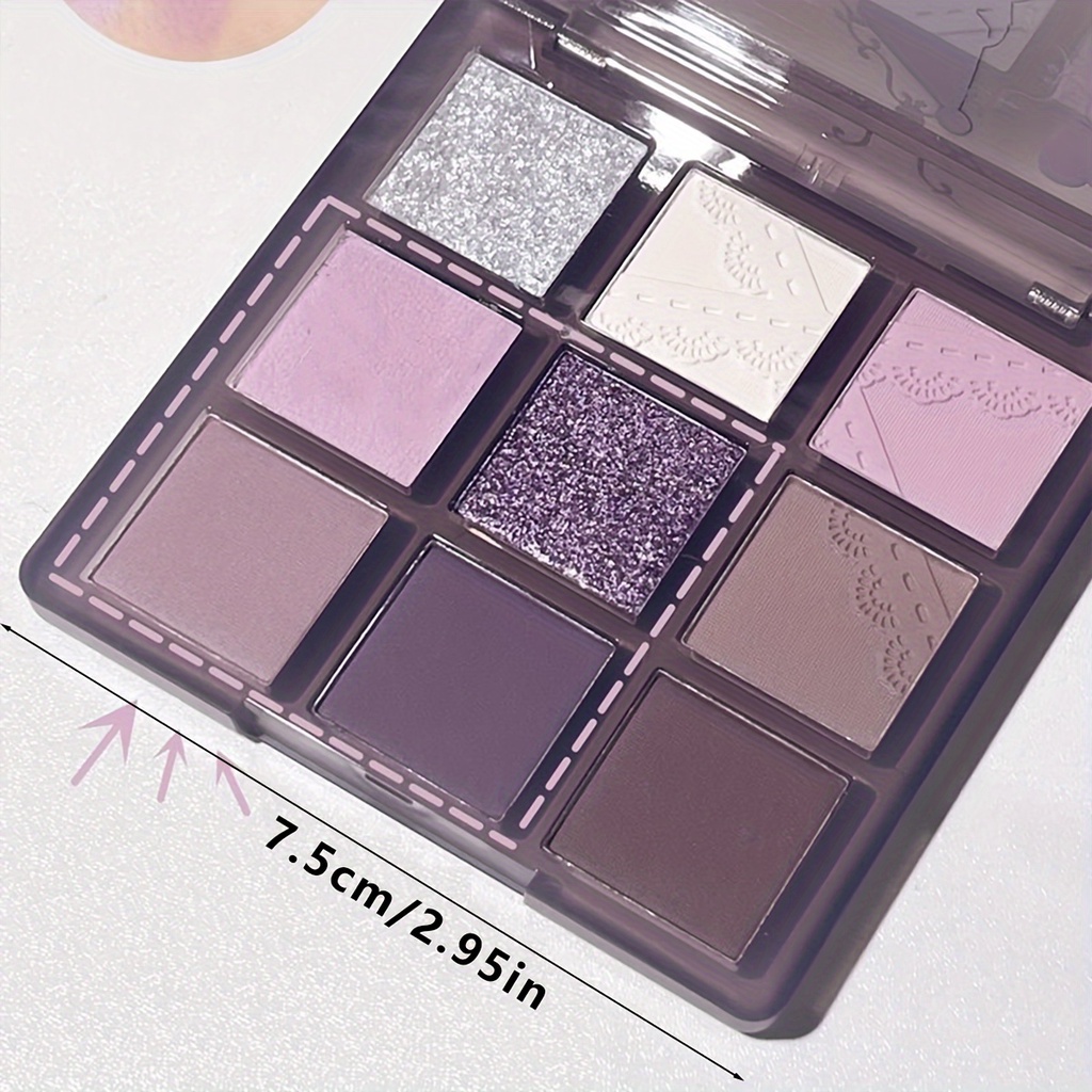 9 Colors Eyeshadow Palette Purple Berry Color Tone Pearly Matte Shimmer ...