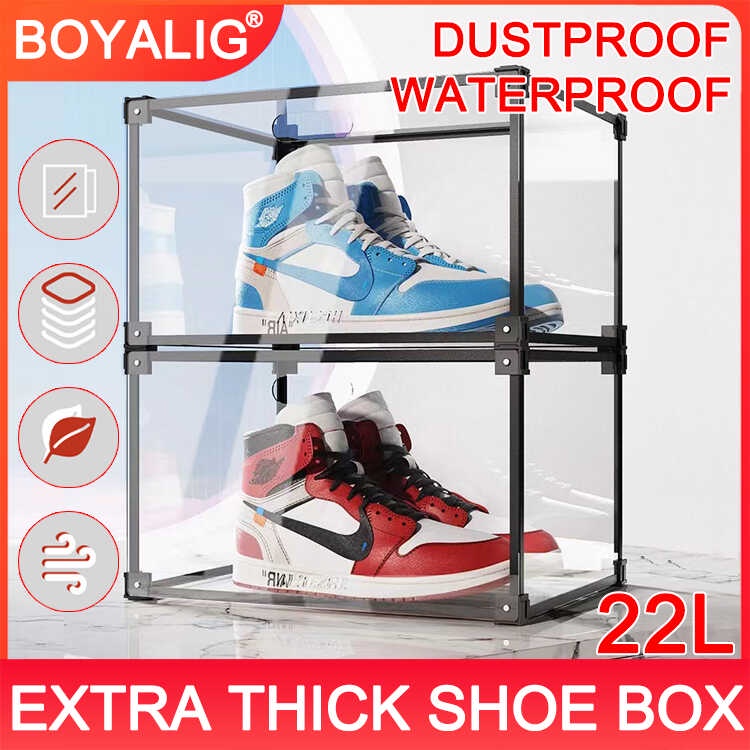 Magnetic Acrylic Shoe Box Side Drop and Front Drop shoe box Stackable ...