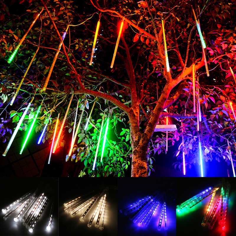 30cm Meteor Shower Rain 8 Tubes LED Cascading Chain Light Snowfall ...