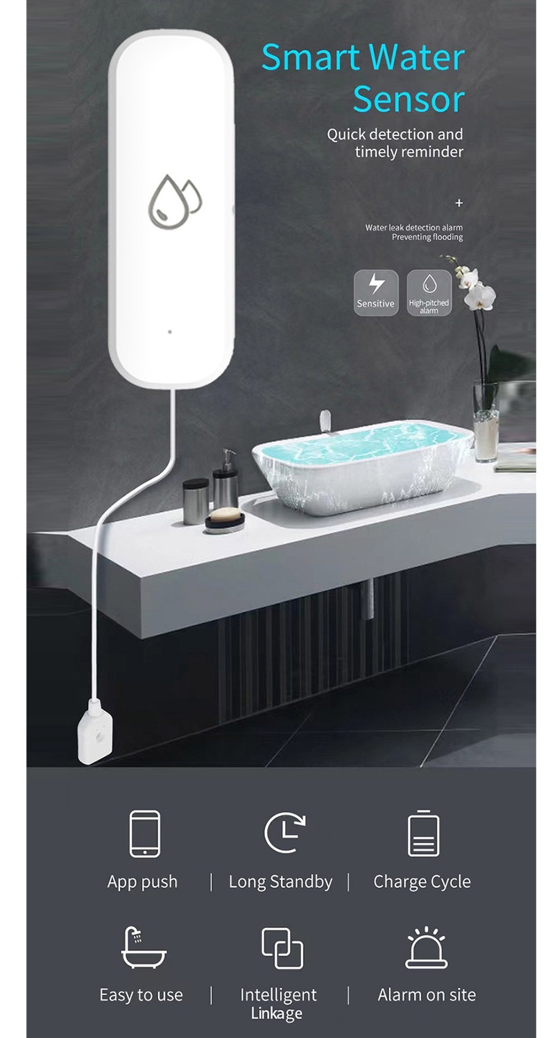 Tuya WiFi Water Sensor Smart Home Automation Independent Flood Water ...