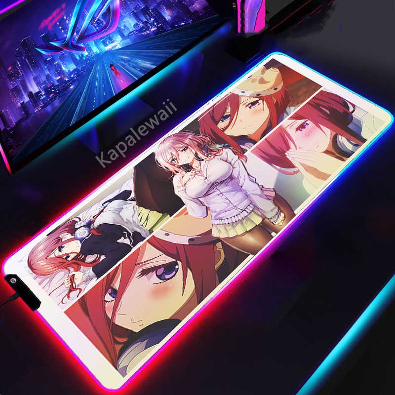 Cartoon Girl Mousepad RGB Luminous Large Mouse Pad 100X50cm Speed ...