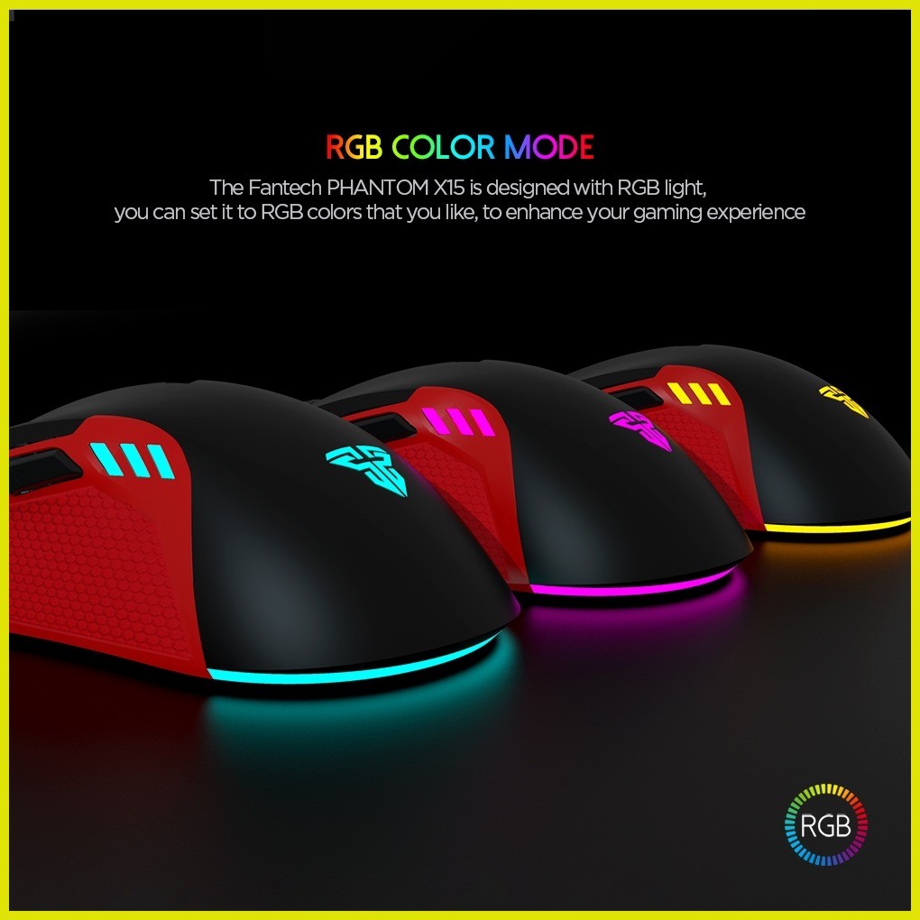 ∈ ♙ Fantech X15 Phantom Ergonomic RGB Gaming Mouse 4800 Dpi Best For ...