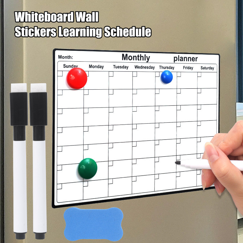 Monthly Weekly Planner Calendar - Erasable Whiteboard Study Schedules ...