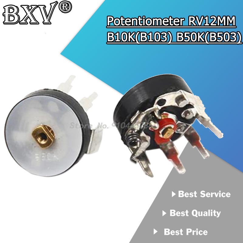 5PCS Straight Angle Radio Potentiometer RV12MM B10K B103 B50K B503 ...