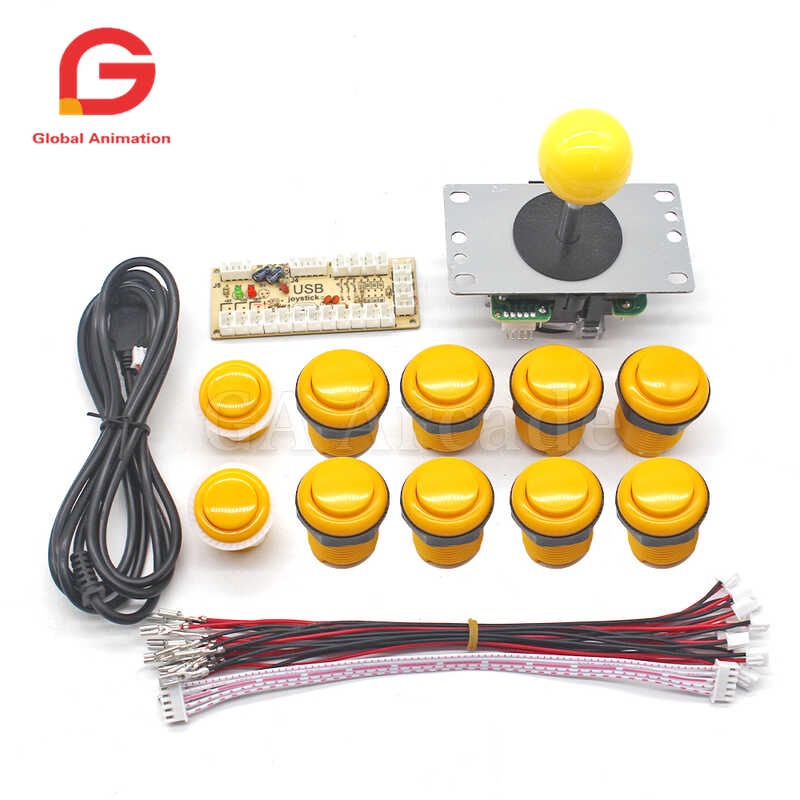 Free Shipping Copy Sanwa Joystick Built-In Switch Push Button Zero Delay Arcade DIY Kit Encoder ...