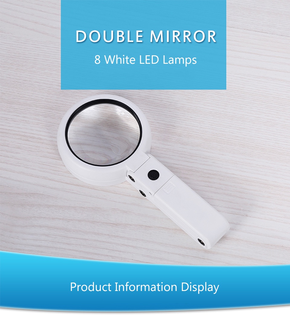 Portable Handheld Magnifying Glass With Led Light Foldable Desktop