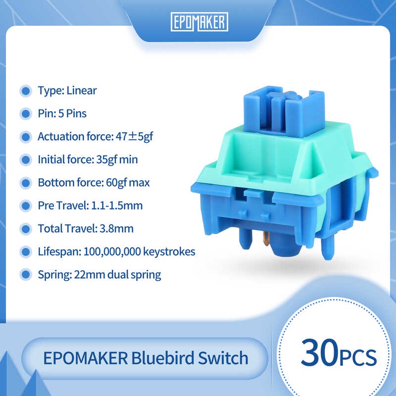 30 Pieces EPOMAKER Bluebird Linear Switches Para Sa Mechanical Keyboard ...