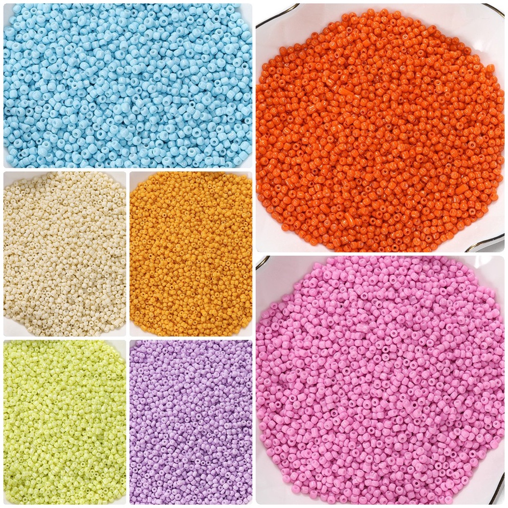 St.kunkka 2mm 1,000Pcs Painted Glass Rice Beads Oily Bright Color Beads ...