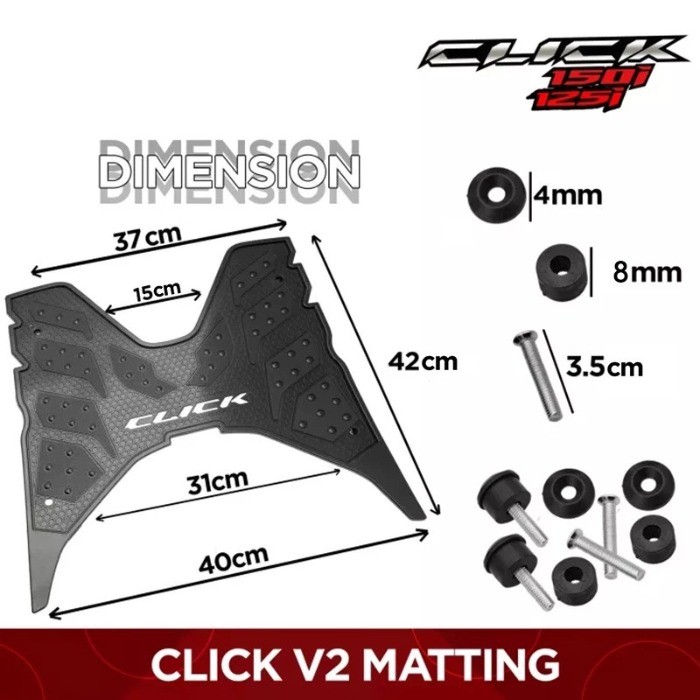 Honda Click Rubber 125i /150i Footboard Matting with Bolts for CLICK V1 ...